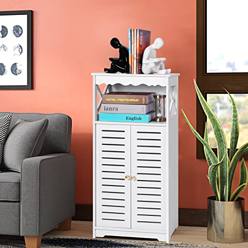 NOKAMW Bathroom Storage Cabinets,White Floor Cabinet,Home Waterproof Storage Furniture for Bedroom Kitchen Hallway,Cupboard Unit with Daily use Layer,75x24x34cm.