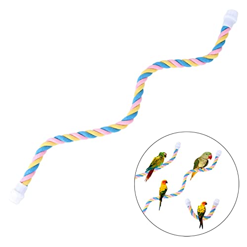 KLKCMS Colorful Bird Rope Perch Hanging Stand Climbing Rope for Parrot Budgies Parakeets Cockatiels, 23.6inch Length