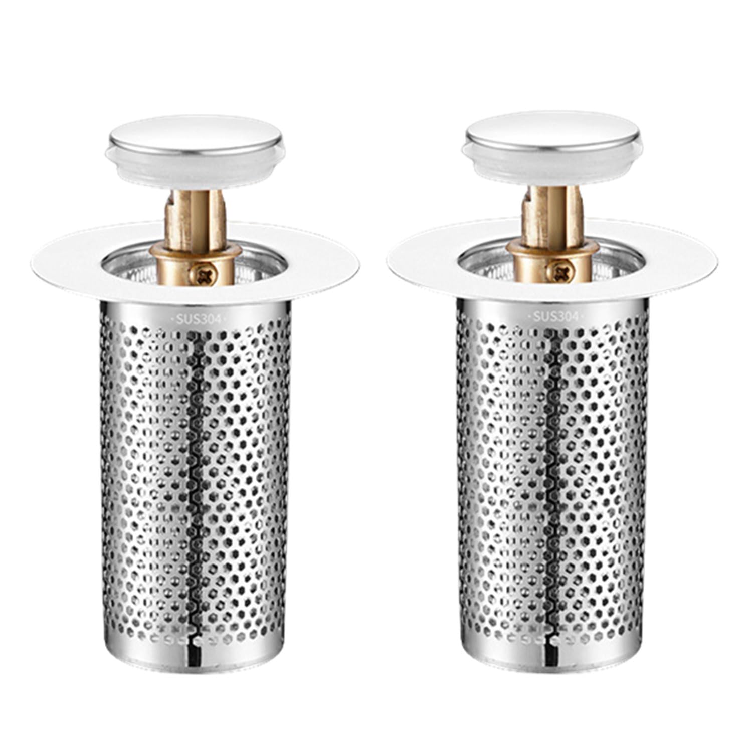 Generic 2Pcs Stainless Steel Floor Drain Filter, Bathtub Sink Strainer, Pop-up Sink Filter, Bathroom Sink Strainer for Kitchen, Bathtub, Sink Water Pipe and Floor Drain (Long)
