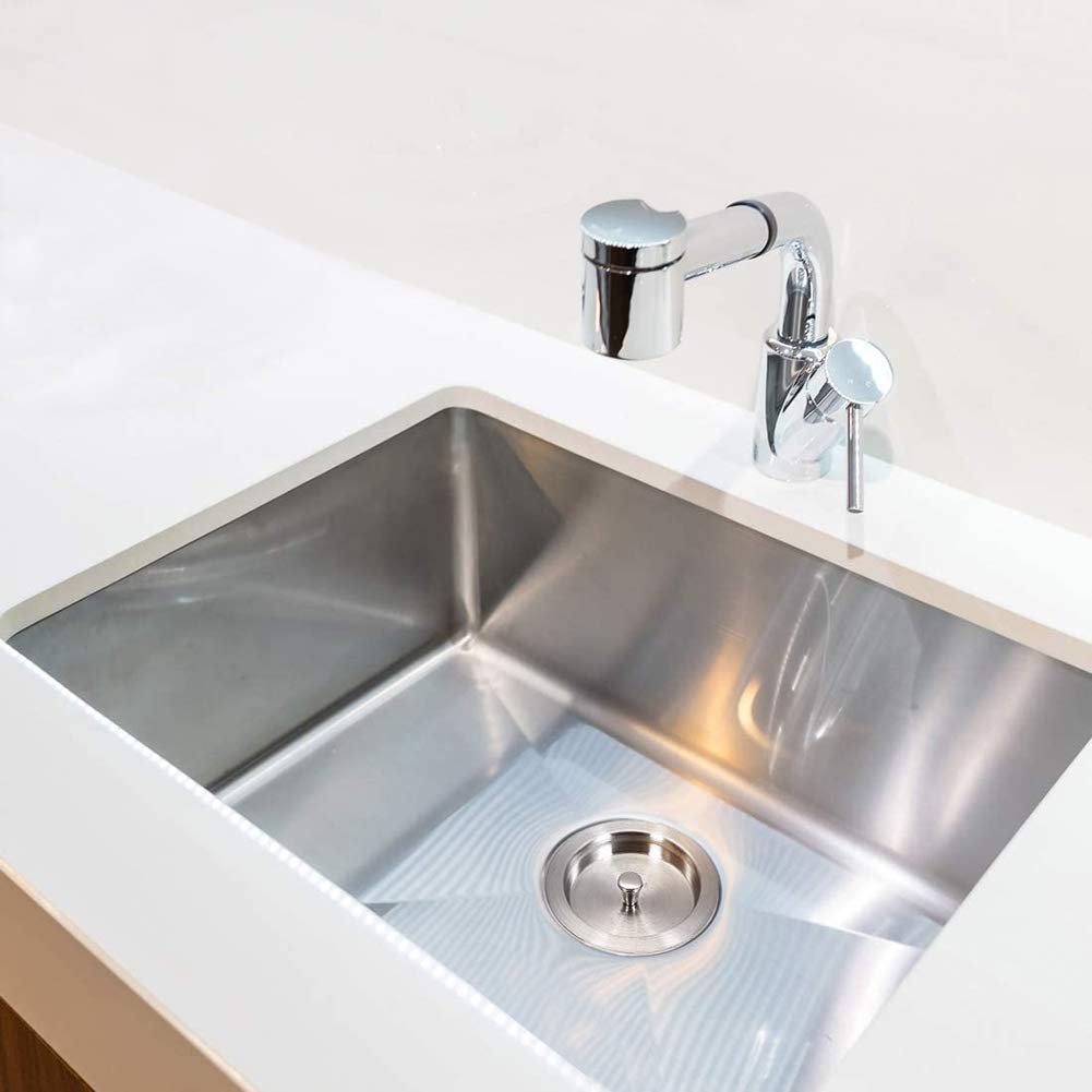 MroMax 1Pcs Kitchen Sink Drain Stopper Rubber Seal 119mm Stainless Steel Sealing Lid for Kitchen Sink Silver Tone