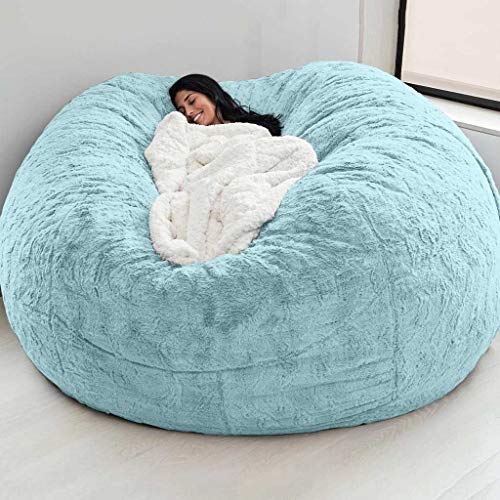 LHLLHL Bean Bag Sofa Big Fluffy Beanbag Bed Slipcover Case Floor Seat Couch Futon Lazy Sofa Recliner Pouf (Filling not Included) (Color : Blue)