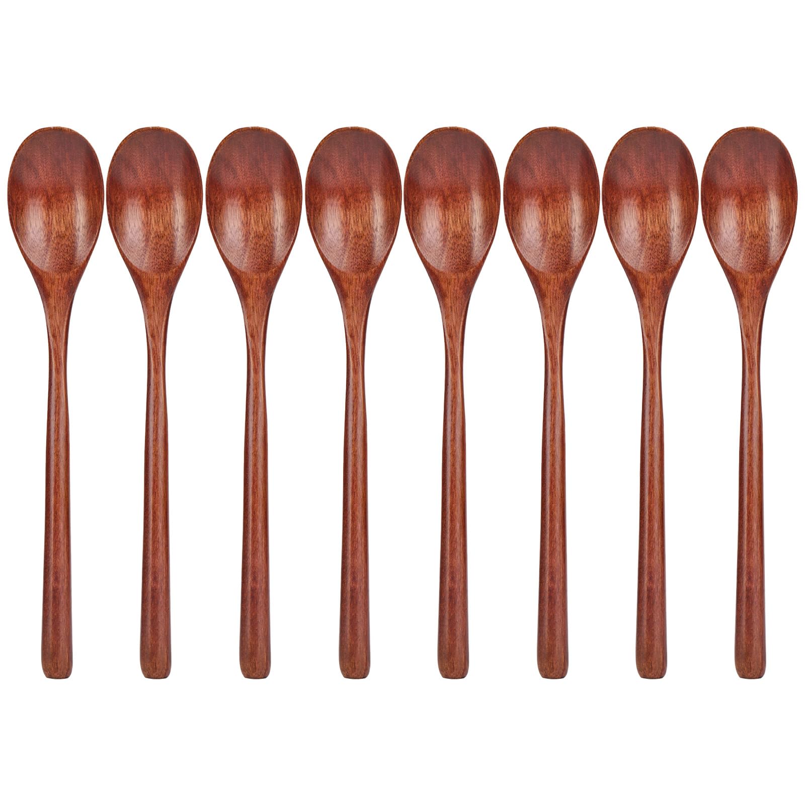 DEBETOOL Wooden Spoon for cooking - 8pcs Natural Wooden Spoon Set Mixing Stirring Coffee Spoon - Long handle Japanese - Style kitchen Soup Spoons