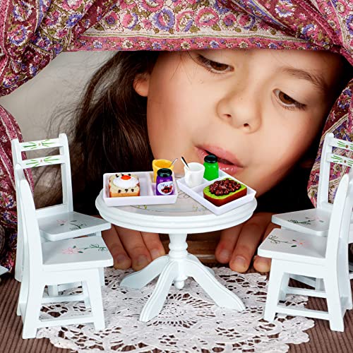 Miniature Tea Dollhouse Kitchen Accessories Set Mini Food for Dollhouse Snacks Resin Kitchen Accessories Juice Hamburger Milk Bread Jam Cup Egg Pretend Play Food Toys (Rich Style,20 Pieces)
