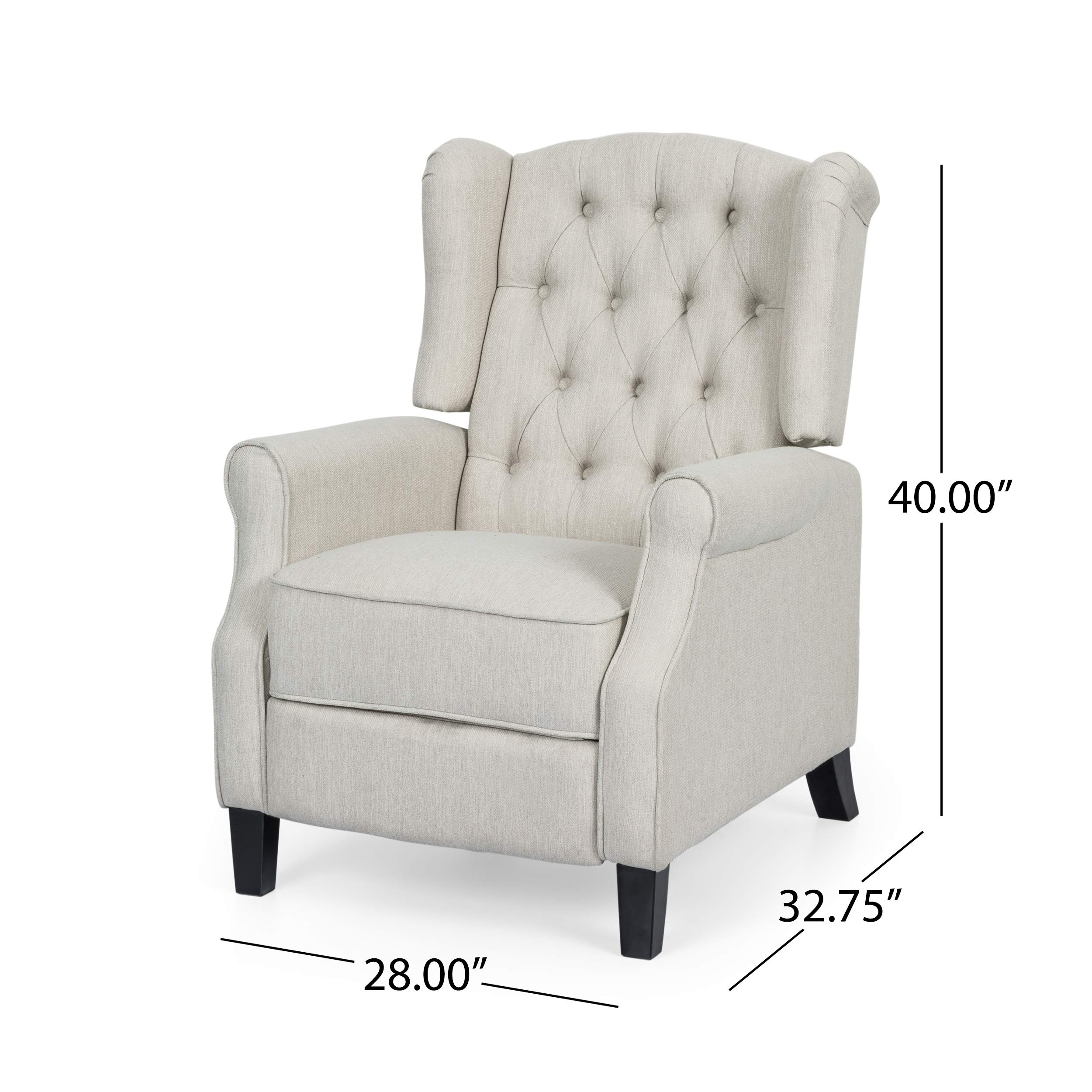 Christopher Knight Home Sarah Fabric Recliner, Beige, Dark Brown
