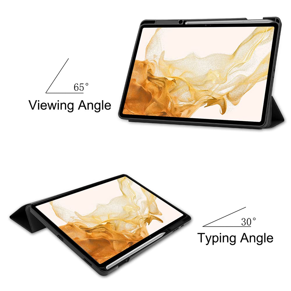 SanMuFly Case for Samsung Galaxy Tab S7 FE 2021 (SM-T730/T733/T736/T738) /S7 Plus 2020 12.4 inch with S Pen Holder, Soft TPU Shell Slim Tri-Fold Smart Cover with Auto Sleep/Wake, Horse 13