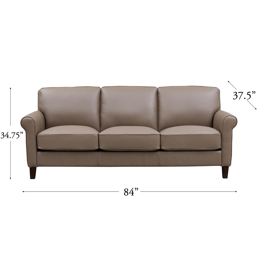 Hydeline Laguna Top Grain Leather Sectional, L-Shaped Convertible, Taupe, Feather Down, Memory Foam and Springs Seating