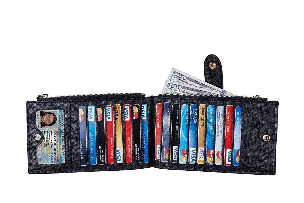 Travelambo Womens Multi Card Case Wallet & Front Pocket Minimalist Leather Slim Wallet