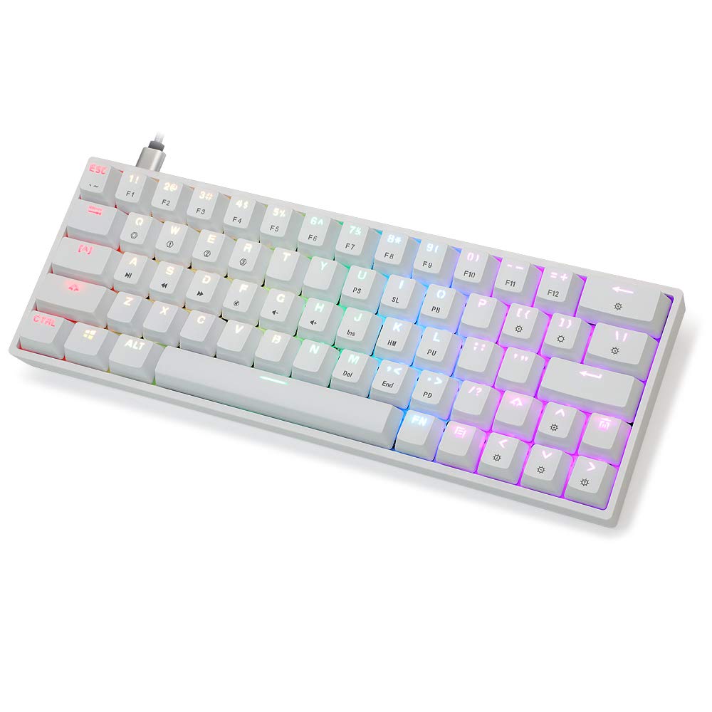 SK64 64 Tasti Hot Swap Tastiera Meccanica Cablata con RGB Retroilluminato ABS Tasti Freccia Tasti Impermeabile Programmabile per Win/Mac/Gaming (Gateron Ottico Marrone, Custodia Bianco)