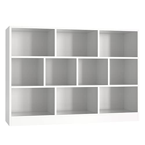Cozy Castle White Bookshelf, 3-Tier Open Shelf Bookcase, 10 Cube Storage Organizer with Anti-Tilt Device, Freestanding Book Storage Shelves for Bedroom, Living Room