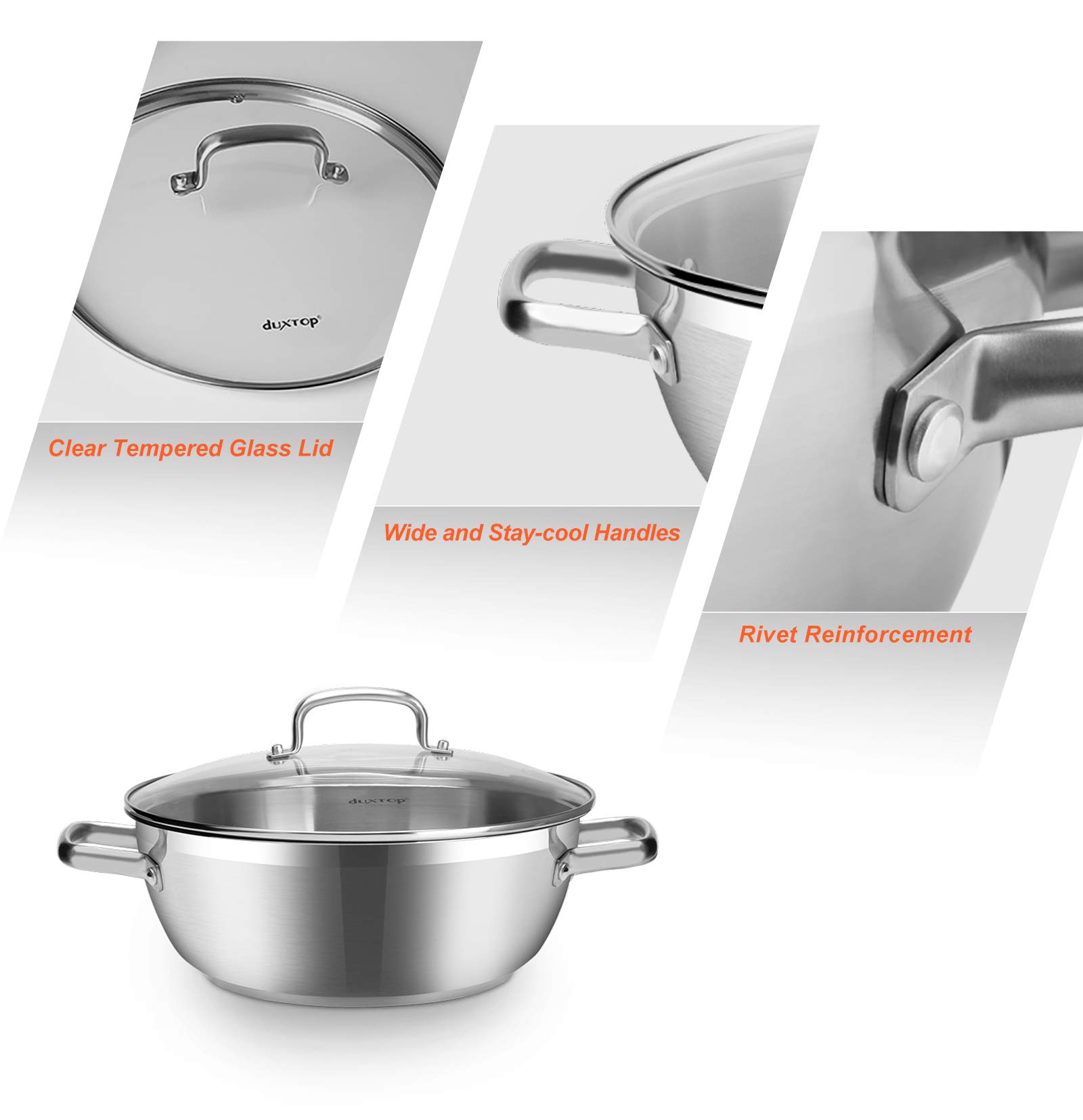 Duxtop Portable Induction Cooktop, Countertop Burner Induction Hot Plate & Professional Stainless Steel Cooking Pot, 5.7-Quart Stock Pot with Glass Lid, Impact-bonded Technology