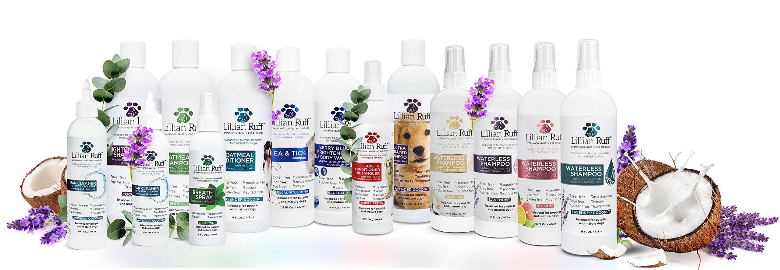 Lillian Ruff Ear Cleaner & Otic Wax Solvent for Dogs with Tea Tree Oil, Bee Propolis & Aloe - Coconut and Lavender Scent - Dissolve Wax and Combat Ear Odors - Safe for Sensitive Ears (4oz)