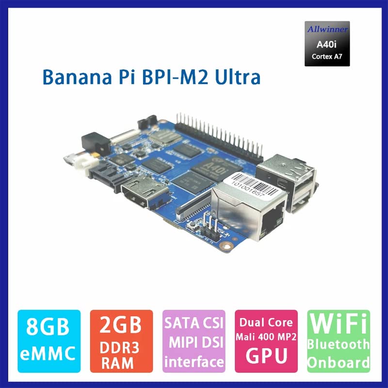 Generic Banana Pi BPI-M2 Ultra Allwinner A40i Quad Core 2GB DDR3 8GB eMMC with Onboard WiFi BT4.0 Support SATA MIPI DSI CSI Single Board