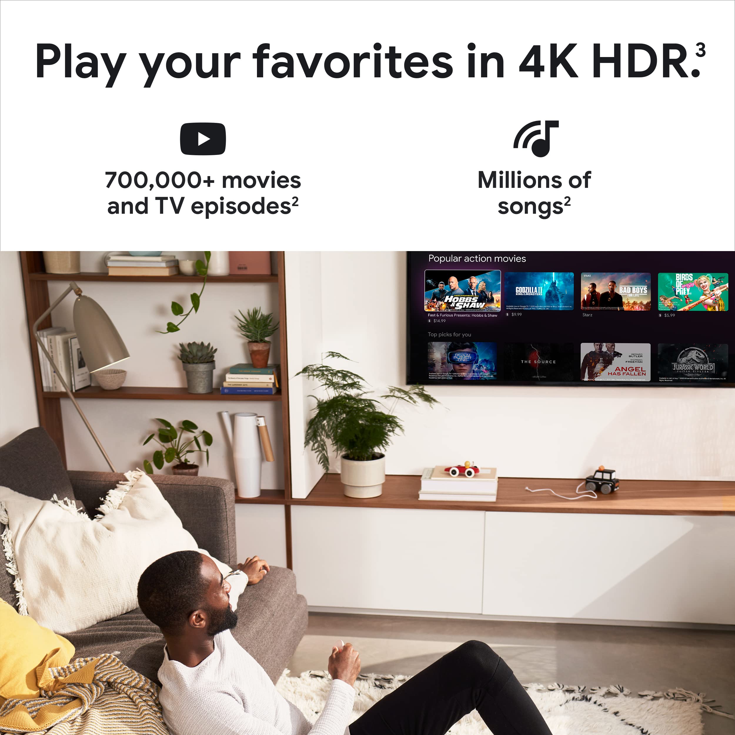 Chromecast with Google TV Watch Movies, Shows, and Live TV in 4K HDR - Snow (Renewed)