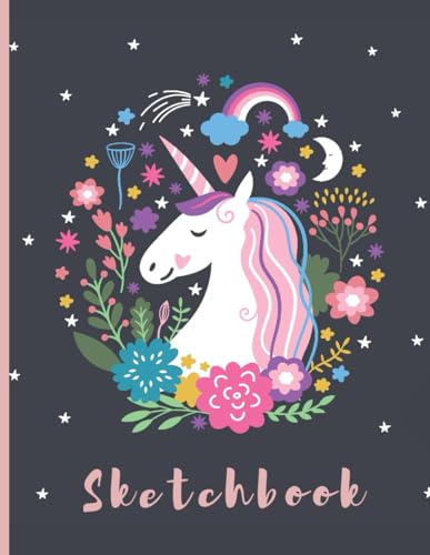 Sketchbook: A Cute Unicorn Kawaii Large Sketchbook/Notebook:108+ Pages of 8.5"x11" With Blank Paper for Girls To Drawing, Doodling, Journal ,Sketching ... Edition) (Cute Unicorn Sketchbook for Girls)