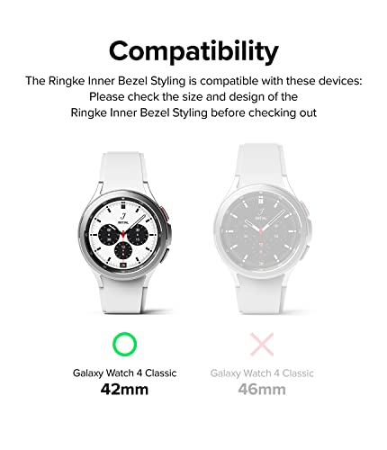 Ringke Inner Bezel Styling Compatible with Samsung Galaxy Watch 4 Classic 42mm, Stainless Steel Anti-Scratch Inner Bezel Ring Protective Cover - 42-IN-03 (ST) Silver