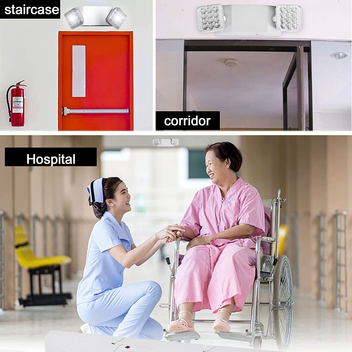 LED Emergency Lights with Battery Backup, Two Head Adjustable LED Commercial Emergency Light, UL 924 Certified, AC 120/277V, Hardwired Emergency Exit Light Fixtures for Business (1 Pack)