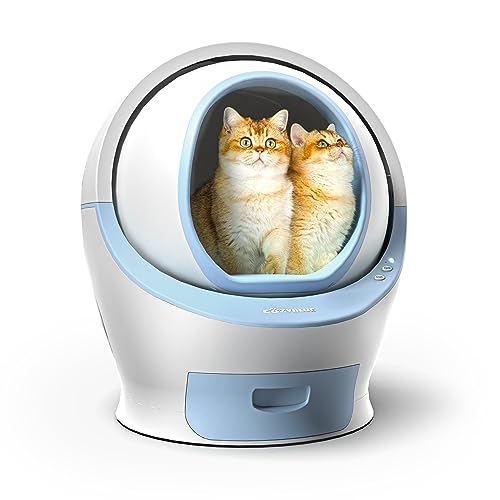 COZYBLUE Self Cleaning Cat Litter Box, ALWAYS-OPEN DESIGN GUARANTEES 100% SAFETY for YOUR CAT; Extra Large Space for Multiple Cats; Latest Model No App Needed Automatic Odor Removal [1-Year Warranty]