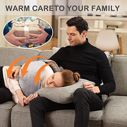 Lumbar Heating Pad for Back Pain Relief,55" x 12" XL Electric Electric Heat Pads with Belt,with 6 Heat Level Settings,4 Time Settings, Auto Shut Off (Light Grey)