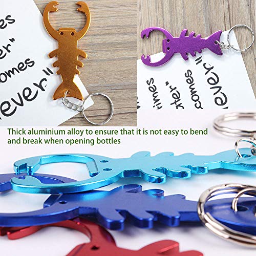 Flat Bottle Beer Opener Key Chain Lobster Wine Bottle Opener 6 Pack Colorful Aluminum Alloy Tool Funny Opener for Home Kitchen Bar Restaurant Bartender Anniversaries Party Supplies