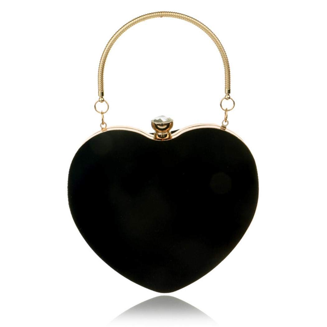 Womens Velour Heart Clutch Bag Vintage Shoulder Handbag Ladies Elegant Purse for Wedding Evening (Pink)