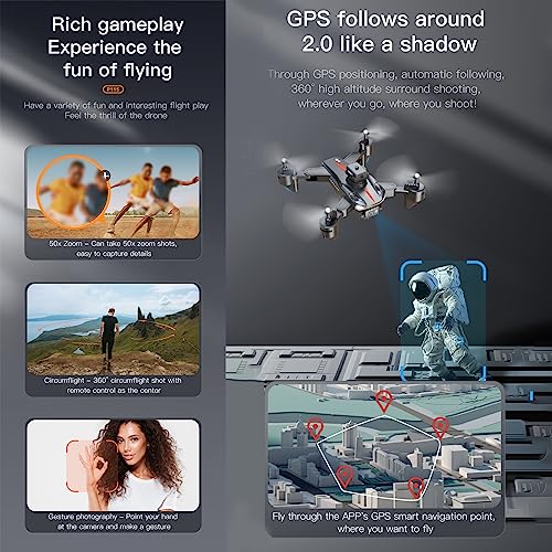 Lopeceal Mini Drone with 8K Dual Camera for Kids and Adults, GPS Remote Control Drone - Brushless Motor 5G WiFi 360° Obstacle Avoidance Foldable Quadcopter Headless Mode and One Key Take-Off/Land Or