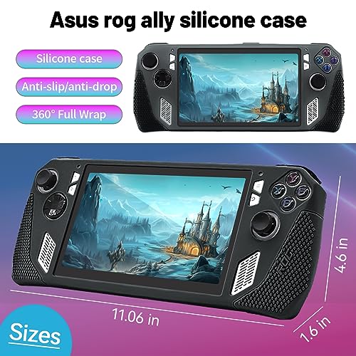 LUPAPA Protective Case for ROG Ally with Kickstand, Protective Shell for ROG Ally Made of Silicone for Anti-slip and Anti-drop, Accessories for ROG Ally Gaming Handheld (Black)