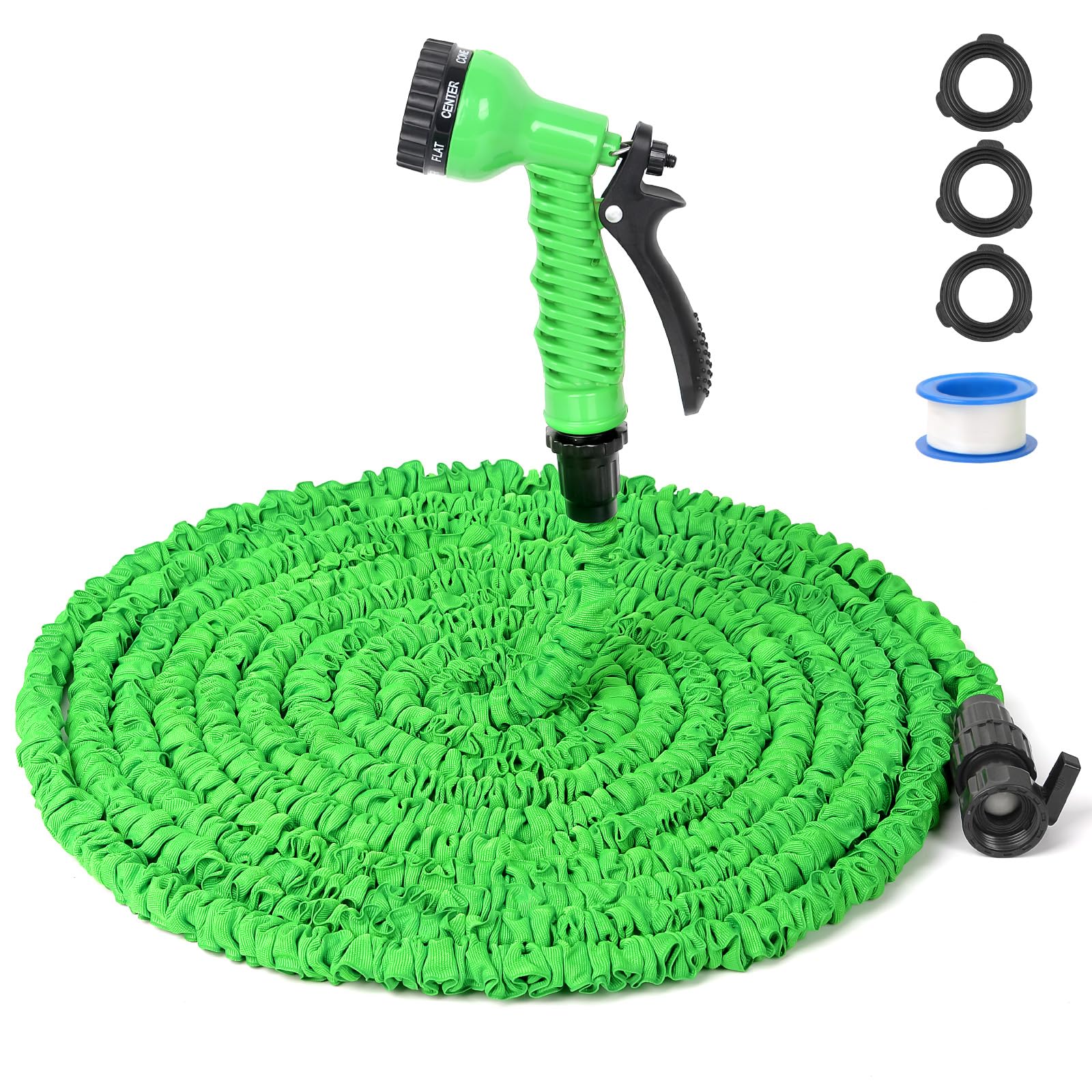 Garden Hose Expandable Water Pipe: 50FT Flexible Water Hose with 7 Function Spray Nozzle, Lightweight Retractable Hose for Garden Yard Cleaning