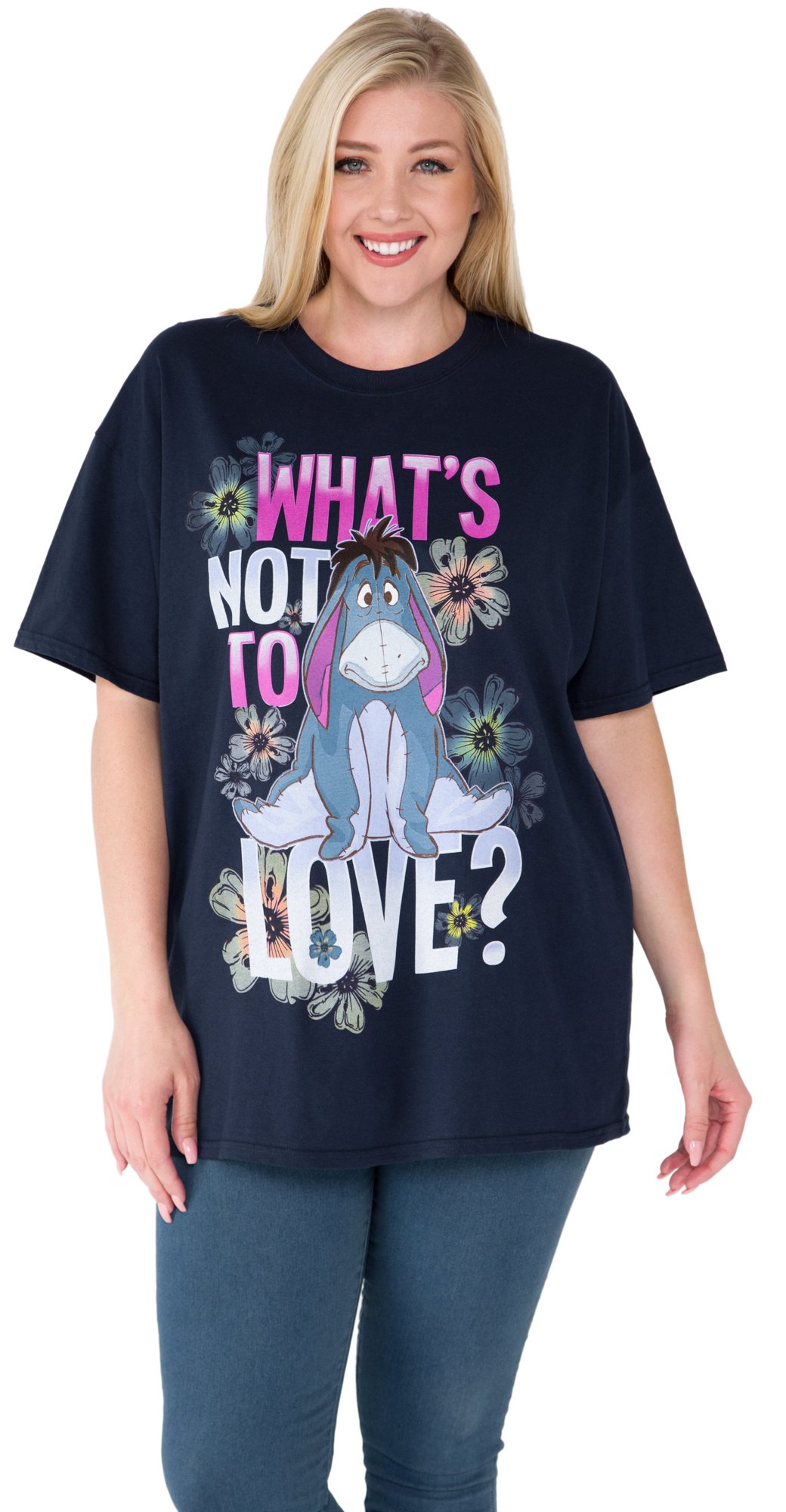 Disney Womens Plus Size T-Shirt Eeyore What's Not to Love Print (Navy Blue, 2X)