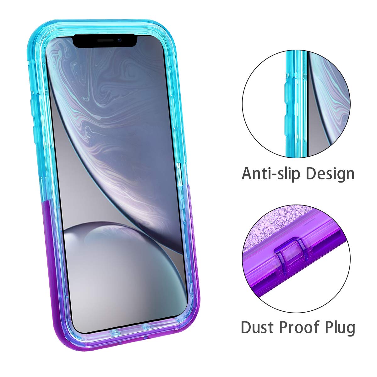 Coolden Case for iPhone XR Cases Protective Glitter Case for Women Girls Cute Bling Sparkle Heavy Duty Hard Shell Shockproof TPU Case for iPhone XR 10R, Aqua Purple