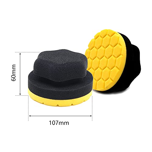 RIXERKOC 2 Pieces Tire Shine Applicator Pad, Tire Hex Grip Applicator, Car Wash Tire Cleaner Wheel Cleaner Rim Washable Tire Shine Applicator Dressing Pad Car Detailing Foam Sponge Reusable