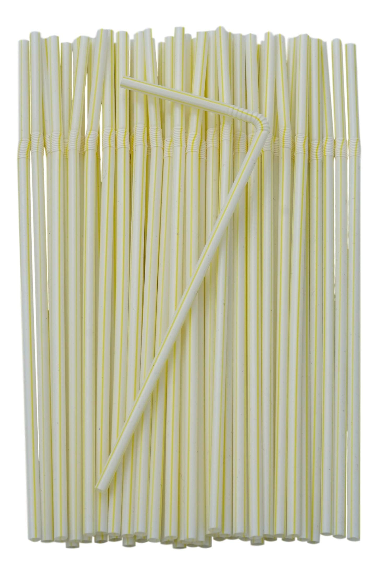 Flexible Plastic Drinking Straws (Assorted Classic Striped) Bendable Disposable BPA Free Bendy Straws
