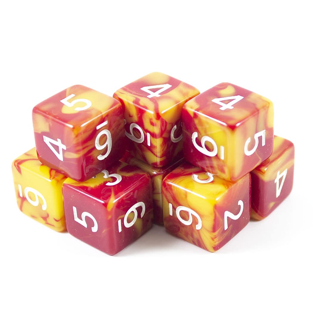 DND Fireball 8 D6 Dice Set - Red and Yellow Fire Themed Dice