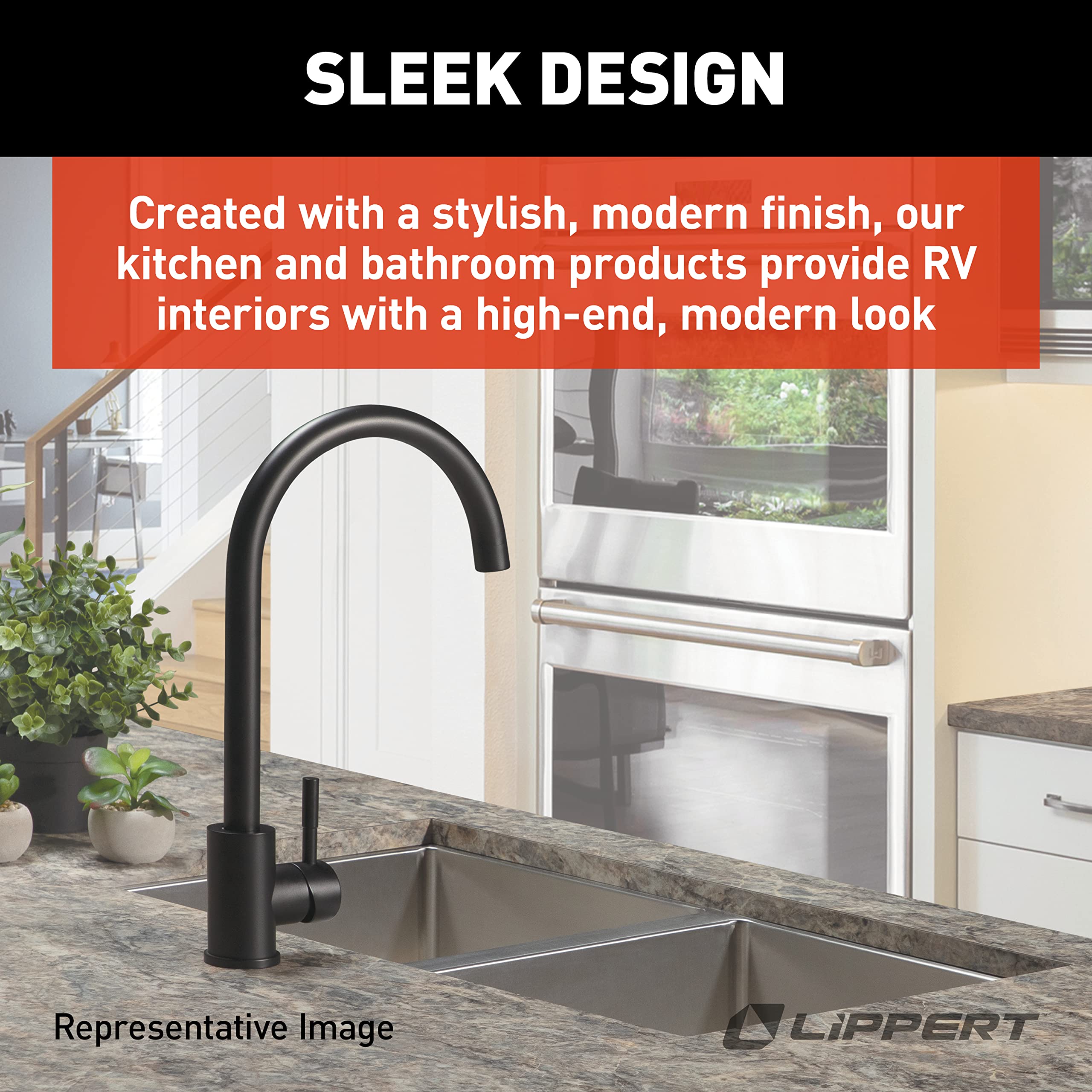 Lippert Flow Max Curved Gooseneck Kitchen Faucet for RVs and Residential
