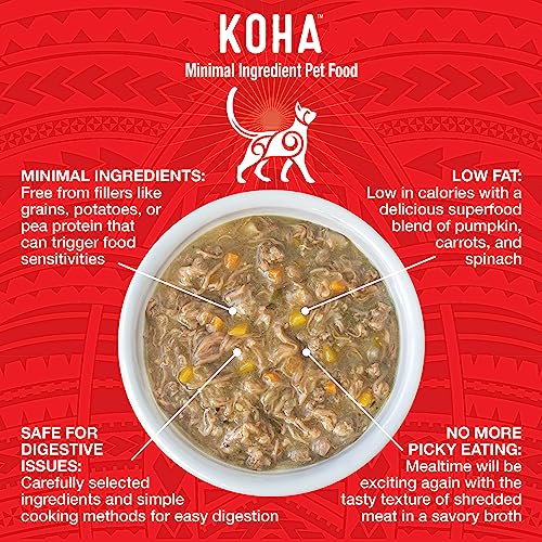 KOHA Pure Shreds Beef Entrée for Cats, Single Meat High Protein Wet Cat Food, 5.5oz Cans (Pack of 12)