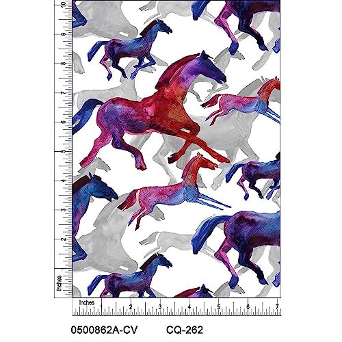 Painted Horses Design Printed on 100% Cotton Quilting Fabric by The Yard