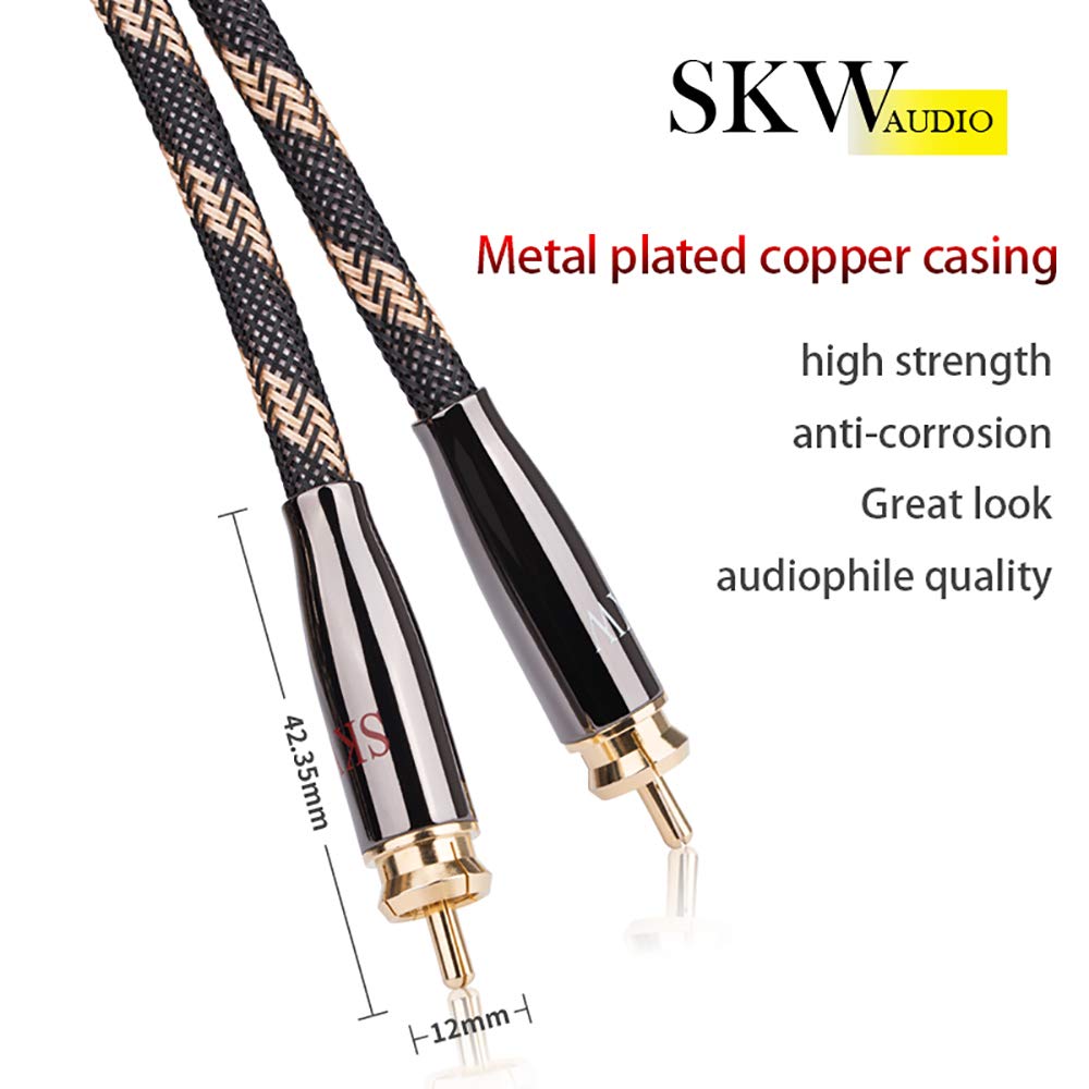 SKW Upgrad Audiophiles Audio Cable 2RCA Male to 2RCA Male HiFi System Converter Adapter with Diameter 12.8mm Black 4.9ft (1.5M)
