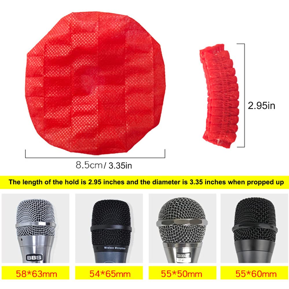 Disposable Microphone Cover, Non-woven Handheld Microphone Windscreen with Elastic Band, Clean and No-odor Mic Covers for KTV, Interview, Recording Studio, Performance, Speech (set-1)