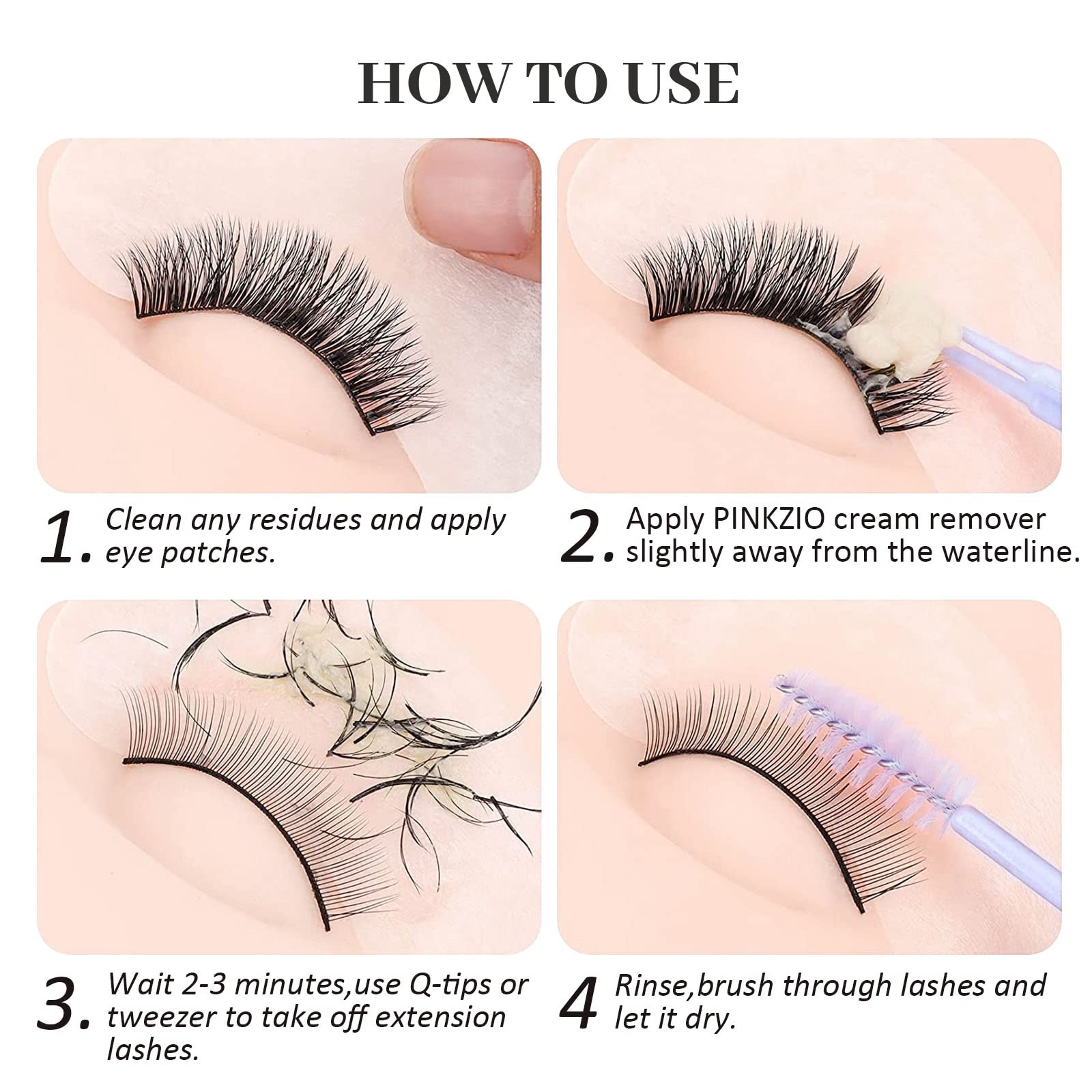 Eyelash Extension Glue Remover, PINKZIO Lash Extension Cream Remover For Eyelash Extension Glue, Fast Lash Adhesive Dissolution, Easy To Control, No Damage To Natural Lahes-5 ml, white