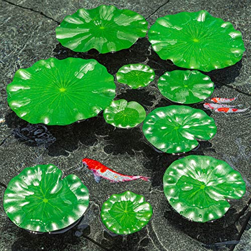 ZAUGONTW 20 Pcs Artificial Lily Pads for Ponds, Realistic Floating Lily Pads Leaves, Lotus Leaves Water Lily Pads Artificial Foliage Pond Decor for Koi Fish Pool Patio Aquarium
