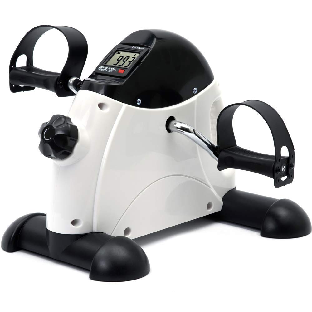 DECELI Under Desk Bike Pedal Exerciser - Portable Mini Exercise Bike for Arm/Leg Exercise, Mini Exercise Peddler with LCD Display(White)