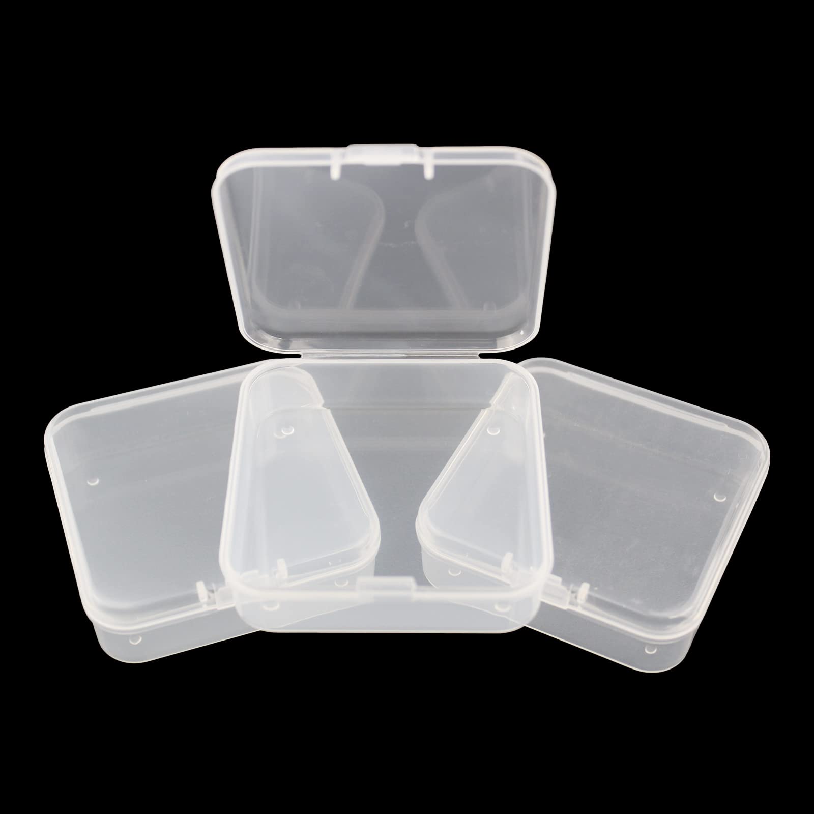 LJY 32 Pieces Square Mini Clear Plastic Storage Containers Box Case with Lids for Small Items and Other Craft Projects (2.5 x 2.5 x 0.8 inch, Transparent)