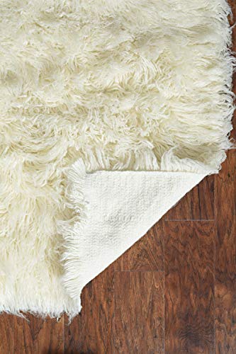 Linon 1400gram Natural Off White Wool Shag 2'4" X 4'3" Accent New Flokati Rug, 2' x 5'