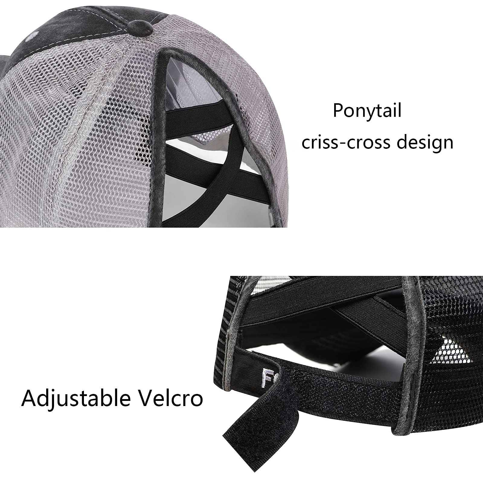 Distressed Criss Cross Ponytail Hat for Womens High Mesh Baseball Cap Distressed Messy Bun Trucker Hat Pony Hat Hot Mess Just Doing My Best