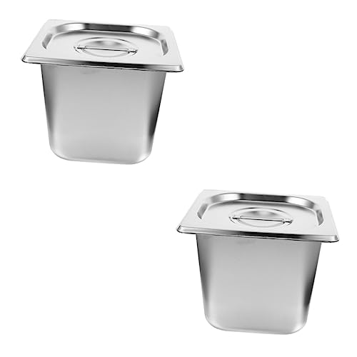 ULTECHNOVO 2pcs Hotel Pan Table Tray Deep Steam Pan Stainless Steel Chafers Stainless Steel Saucepan Table Trays for Eating Food Heater Buffet Dishes Container Buffet Simple Tray Canteen Tray