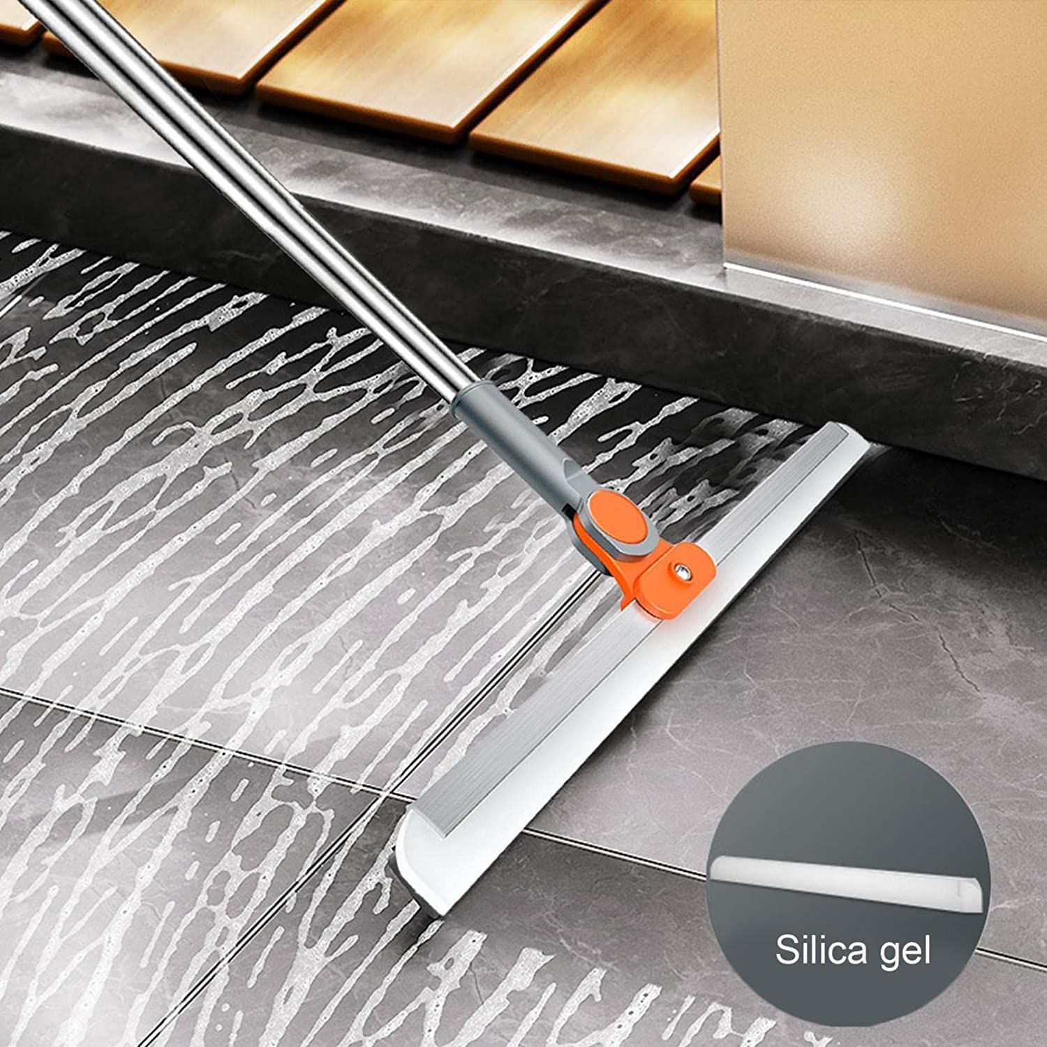 Floor Scraper, Long Handle Wiper Broom, Multi-Purpose Rotating Floor Scraper, Wet and Dry, Kitchen Sweeping Hair, Tile Pet Hair Floor Glass Window Water Foam Deep Cleaning