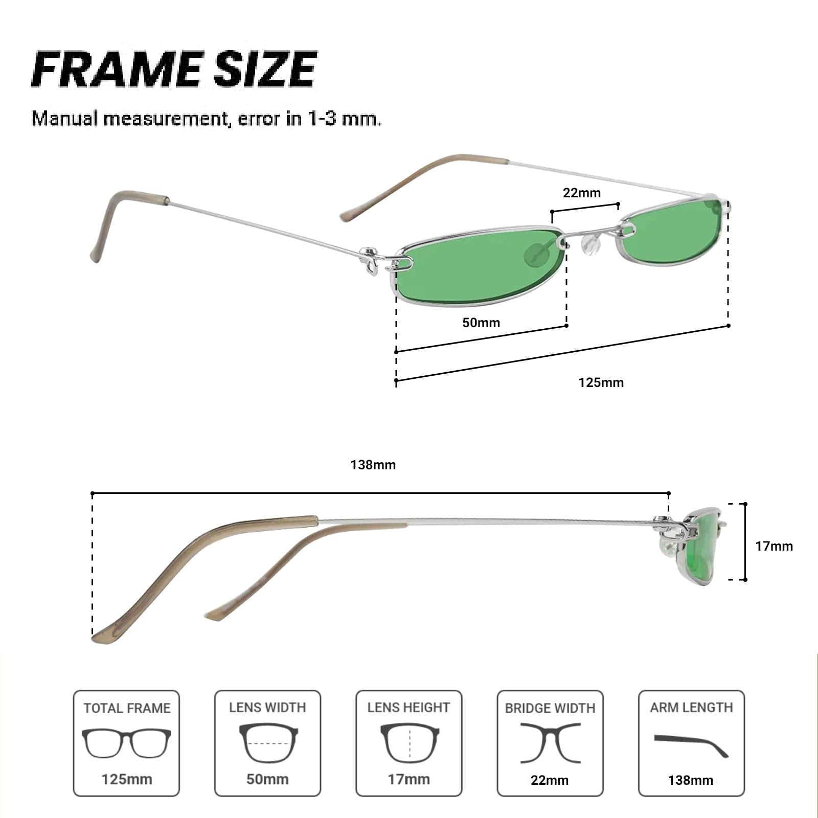 Slocyclub Vintage Rectangle Skinny Sunglasses for Women Men, Retro Small Thin Sunglasses, Rimless Trendy Sunglasses