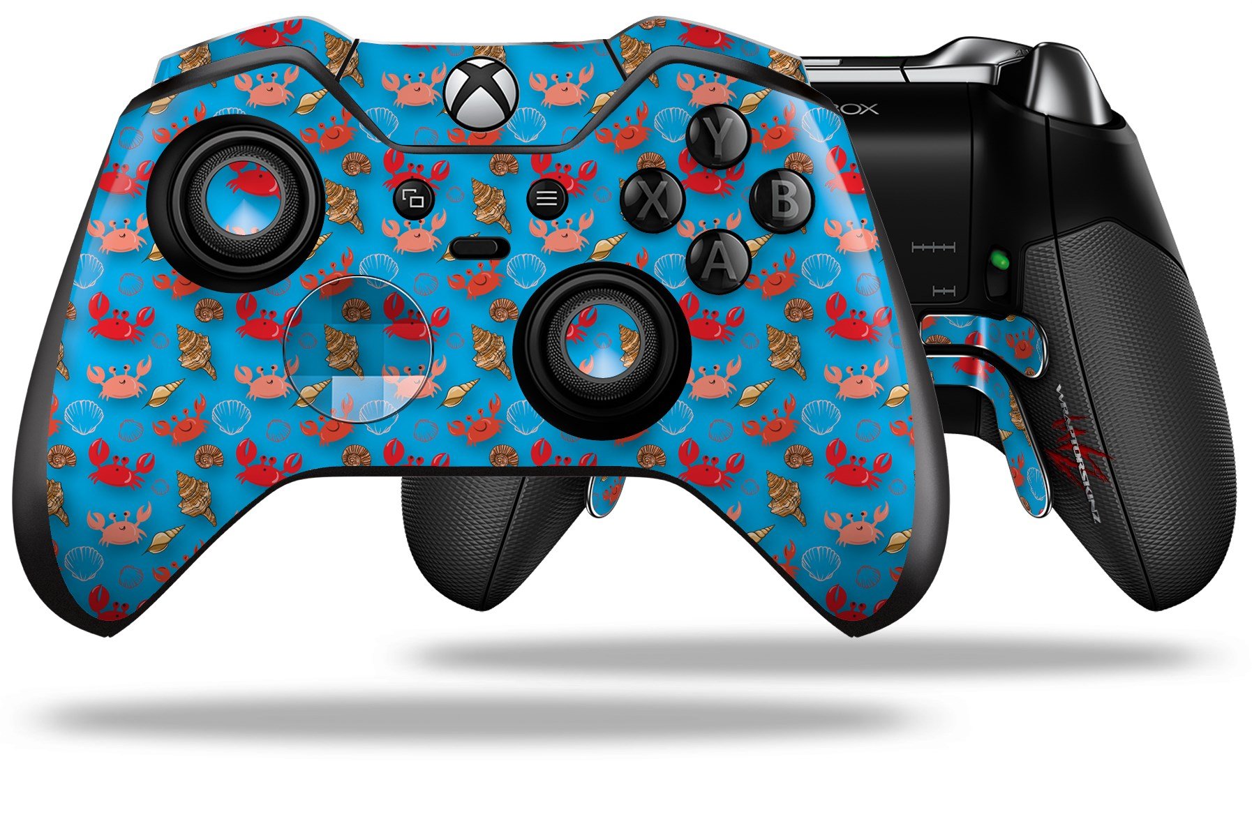 Crabs and Shells Blue Medium - WraptorSkinz Decal Style Vinyl Skin Wrap compatible with XBOX One ELITE Wireless Controller (CONTROLLER NOT INCLUDED)