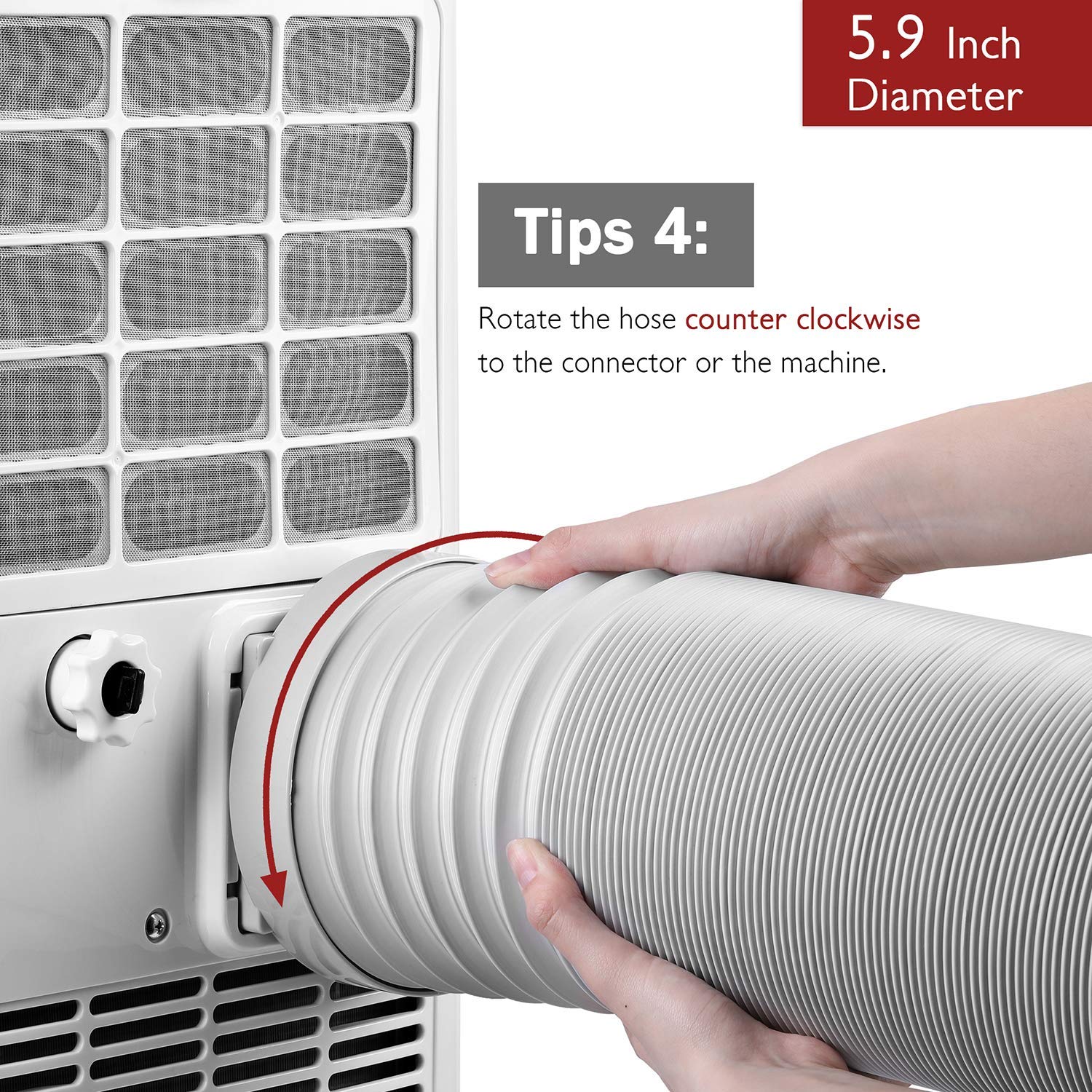 TURBRO 5.9 Inch Portable Air Conditioner Universal Exhaust Hose Anti-Clockwise Thread with Window Vent Kit
