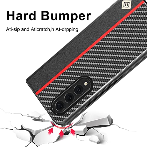 ZTOFERA for Samsung Galaxy Z Fold 3 5G Case,Carbon Fiber Premium PU Leather Ultra Thin Shookproof Anti-Fall Folding Screen Phone case Compatible with Samsung Galaxy Z Fold 3 5G(2021)-Black