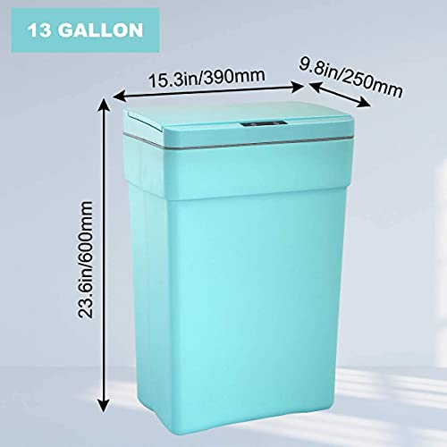 NiamVelo 50 Liter/13.2 Gallon Trash Can, Automatic Garbage Can Touch Free High-Capacity,Plastic Smudge Resistant Trash Can Kitchen Trash Can with Lid (Blue)